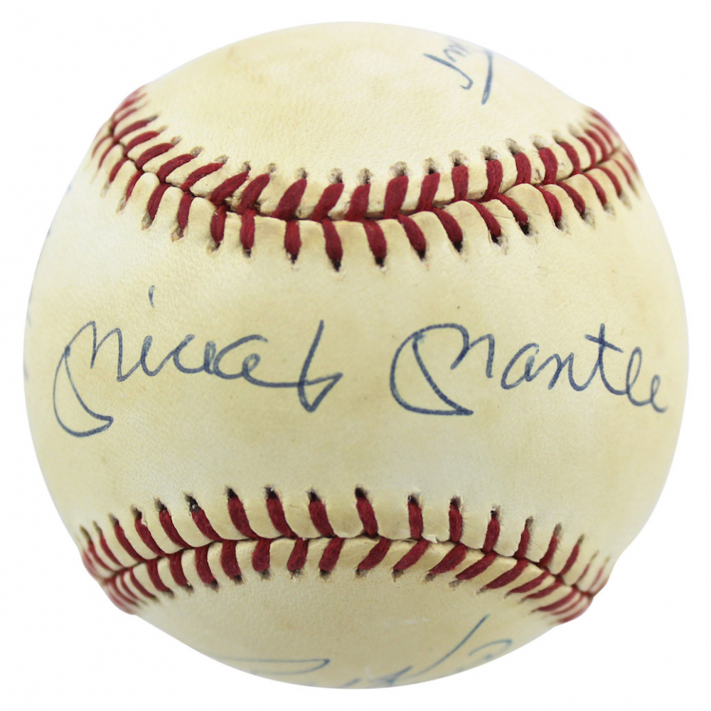 50 Home Run Season Club OAL Baseball Signed by (8) with Mickey Mantle ...