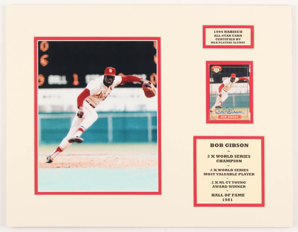 Bob Gibson Signed Cardinals 14x18 Custom Matted 1994 Nabisco All-Star ...