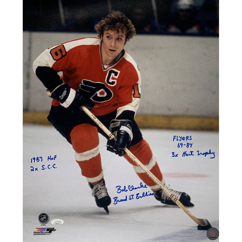 Bobby Clarke Signed Flyers 16x20 Photo with Multiple Inscriptions (JSA ...