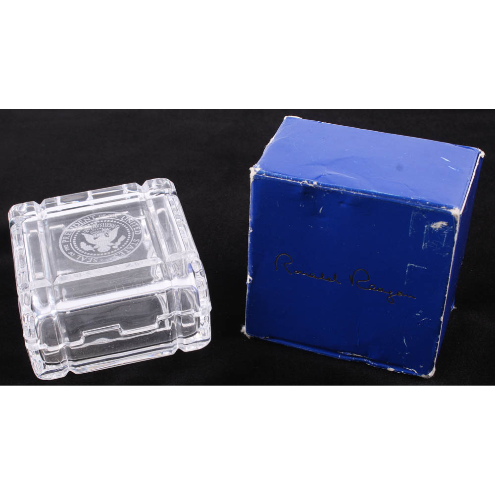 Ronald Reagan Presidential Seal Crystal Box | Pristine Auction
