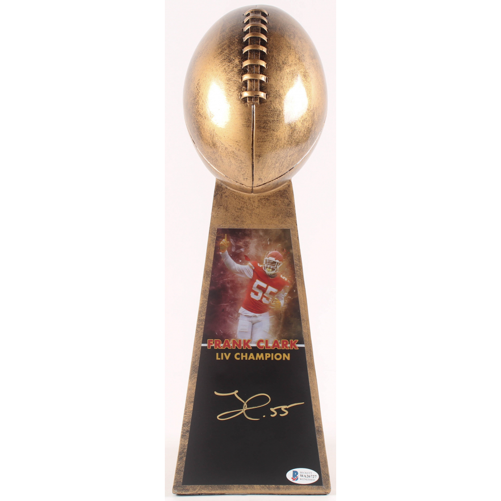 Frank Clark - Chiefs - Signed Large Gold Lombardi Trophy (Beckett COA ...