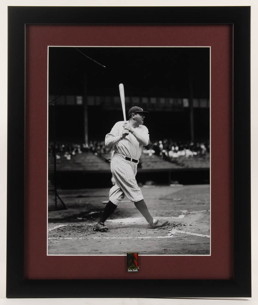Babe Ruth Yankees 16x19 Custom Framed Photo Display with Babe Ruth Pin ...