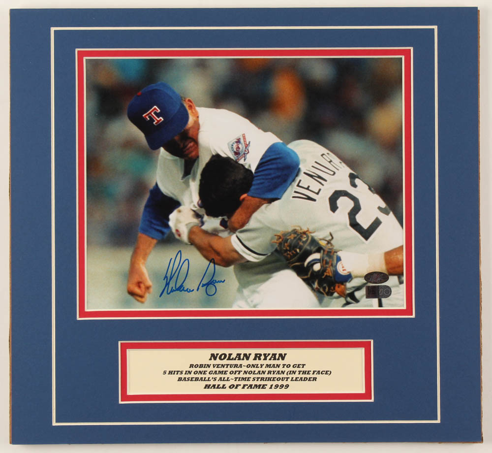 Nolan Ryan Signed Rangers 13x14 Custom Matted Photo Display (AIV COA ...
