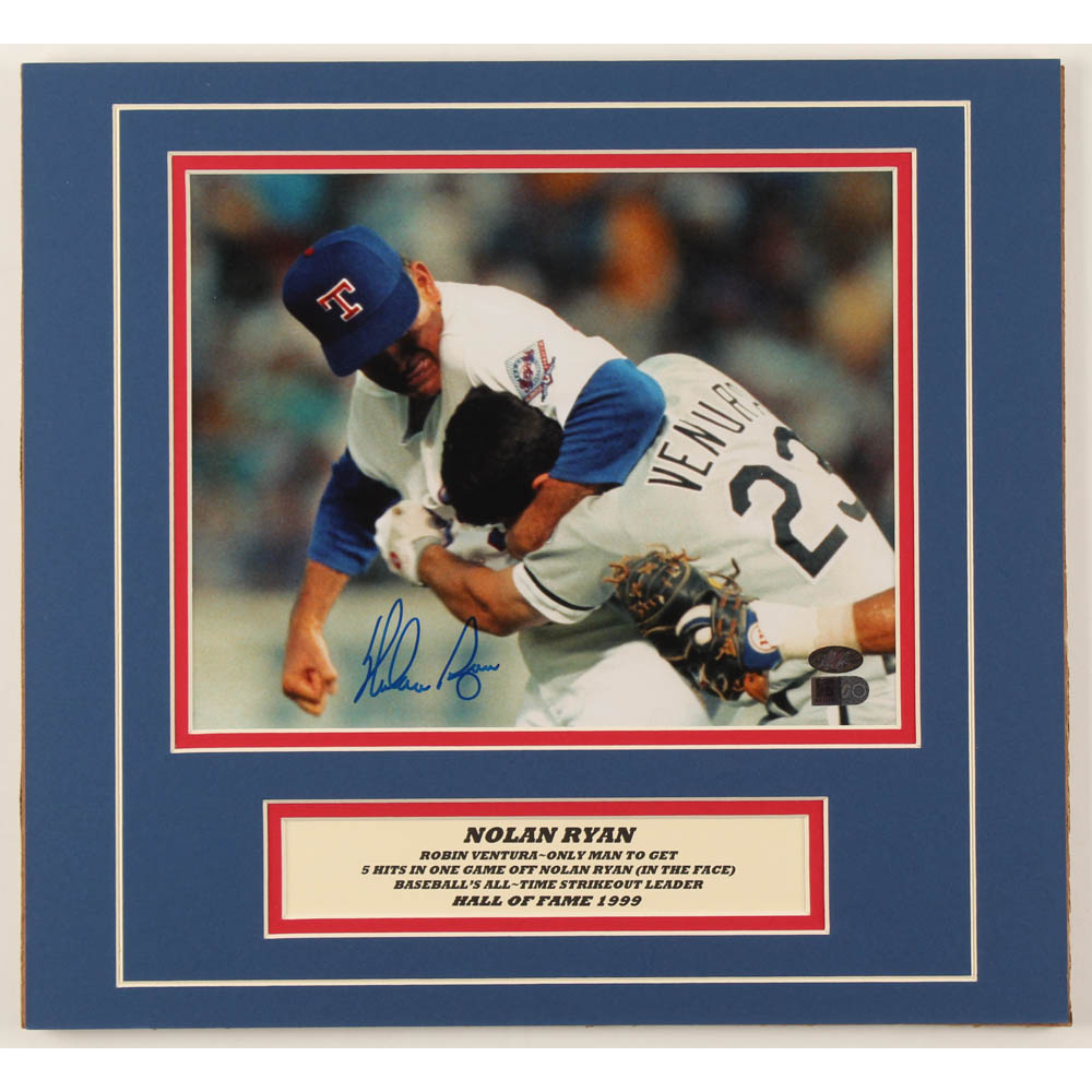 Nolan Ryan Signed Rangers 13x14 Custom Matted Photo Display (AIV COA ...