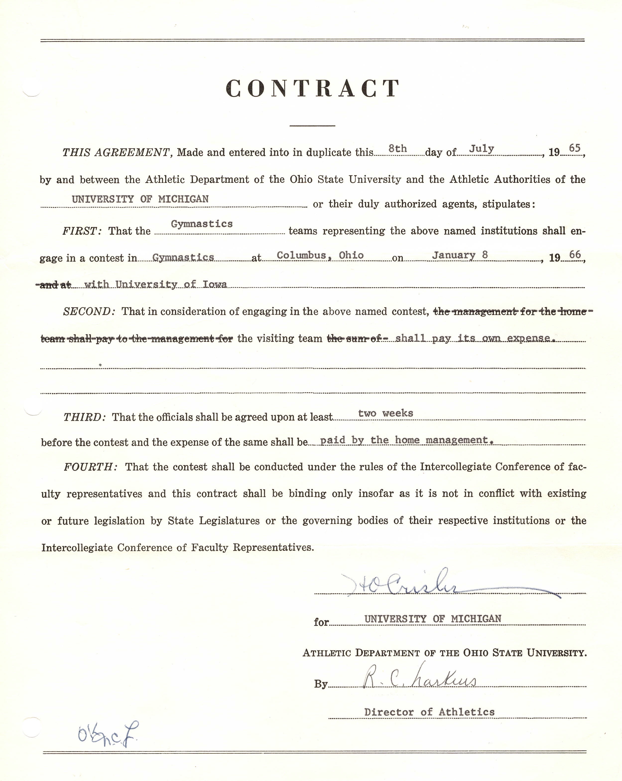 Fritz Crisler & Richard C. Larkins signed University of Michigan & Ohio ...