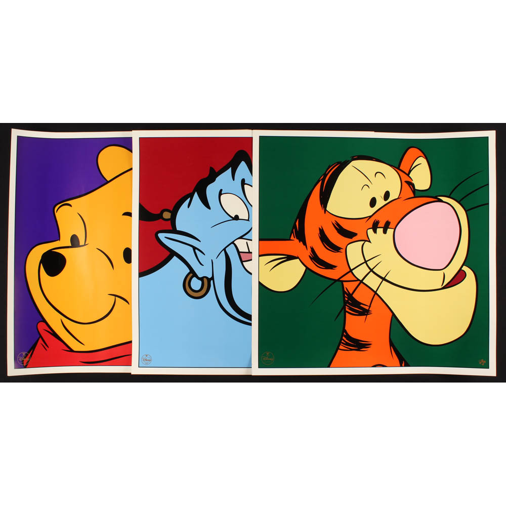 Lot of (3) 1997 Walt Disney LE 23.5x23.5 Lithographs with Winnie The ...
