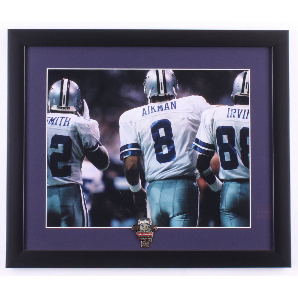 Troy Aikman, Emmitt Smith & Michael Irvin Cowboys 16x19 Custom Framed Photo Display with Super ...