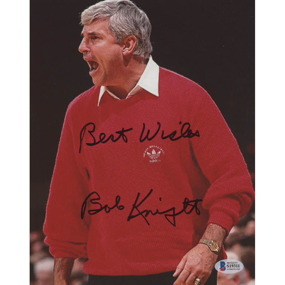 Bobby Knight Signed Indiana Hoosiers 8x10 Photo Inscribed "Best Wishes ...