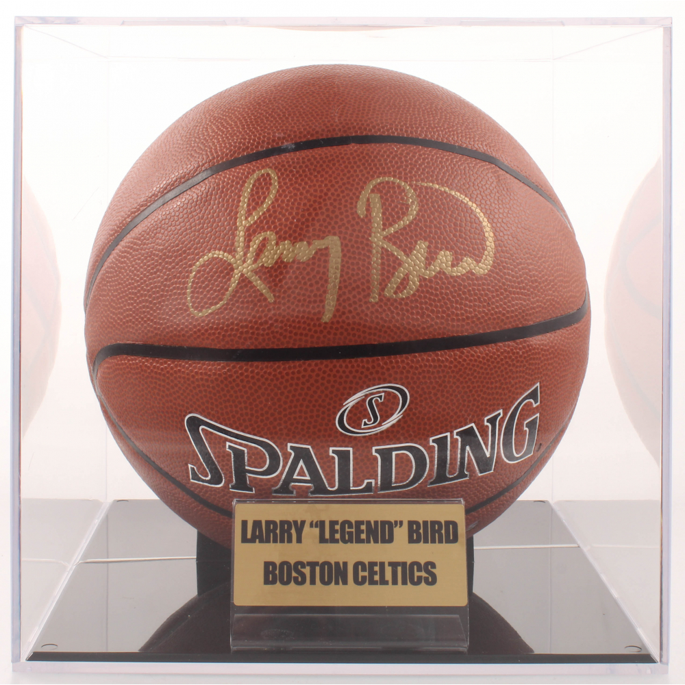 Larry Bird Signed NBA Basketball with Display Case (Bird Hologram ...