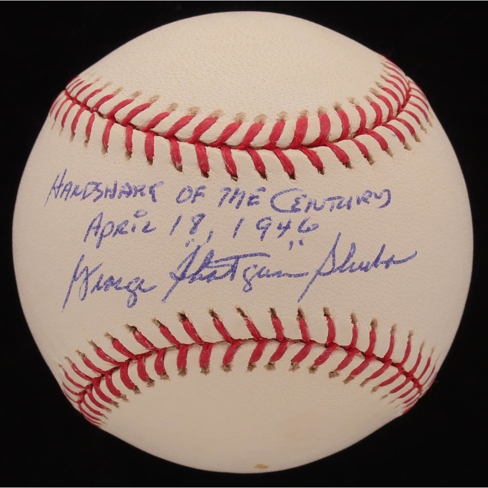 George "Shotgun" Shuba Signed OML Baseball Inscribed "Handshake of The ...