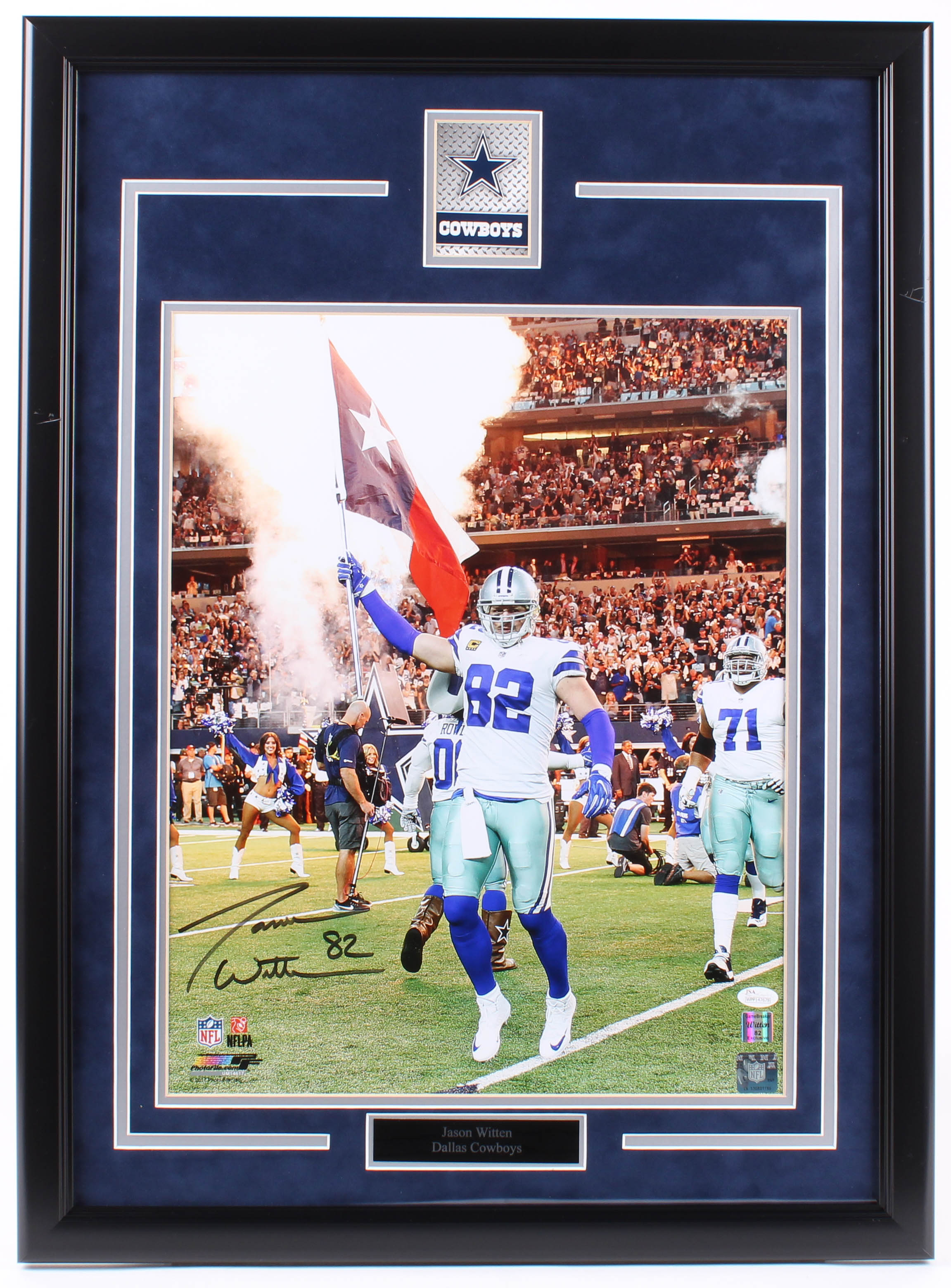Jason Witten Signed Cowboys 22.5x30.5 Custom Framed Photo Display (JSA ...
