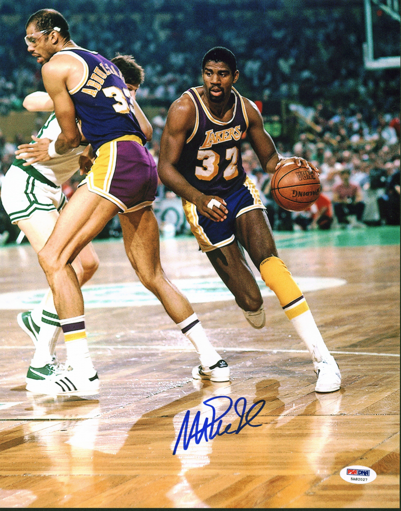 Magic Johnson Signed Lakers 11x14 Photo (PSA) | Pristine Auction