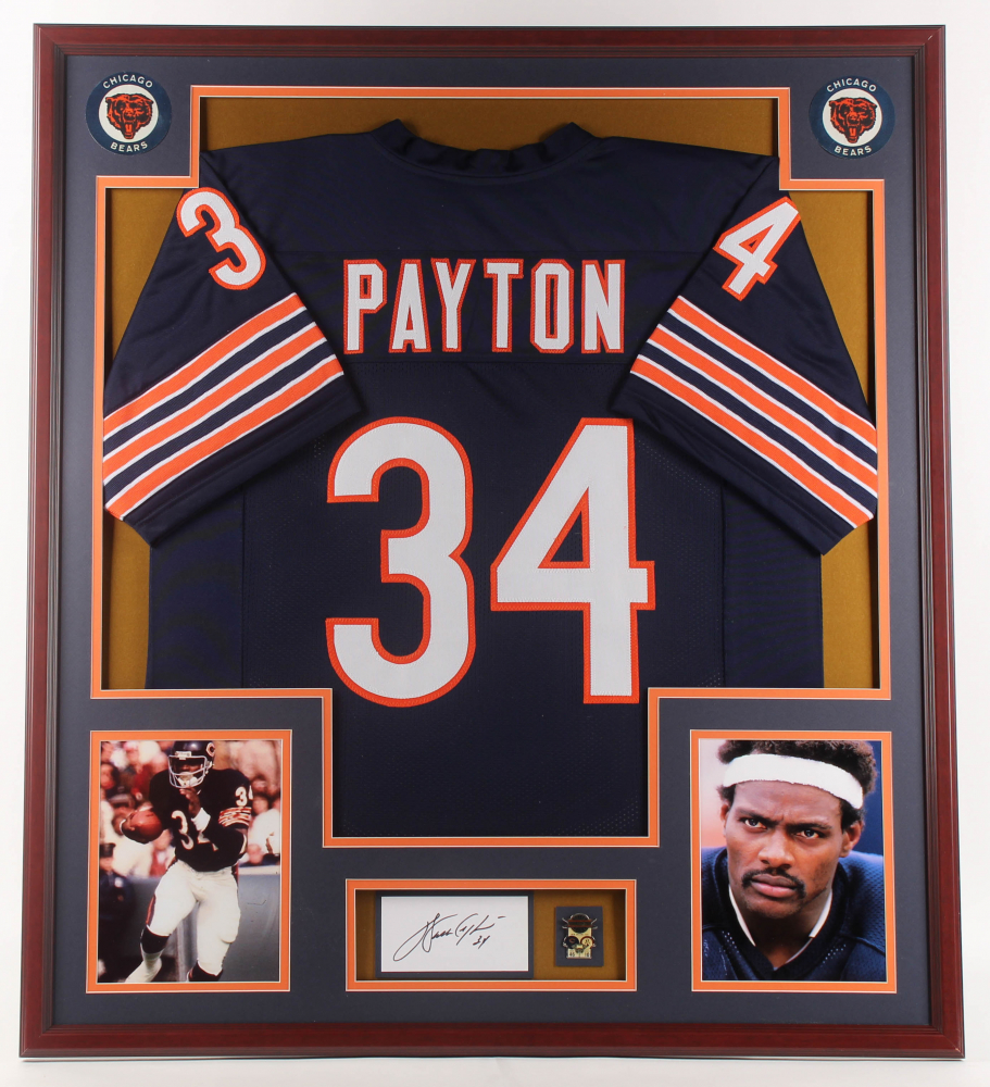 Walter Payton Signed 32x36 Custom Framed Cut Display with Super Bowl ...
