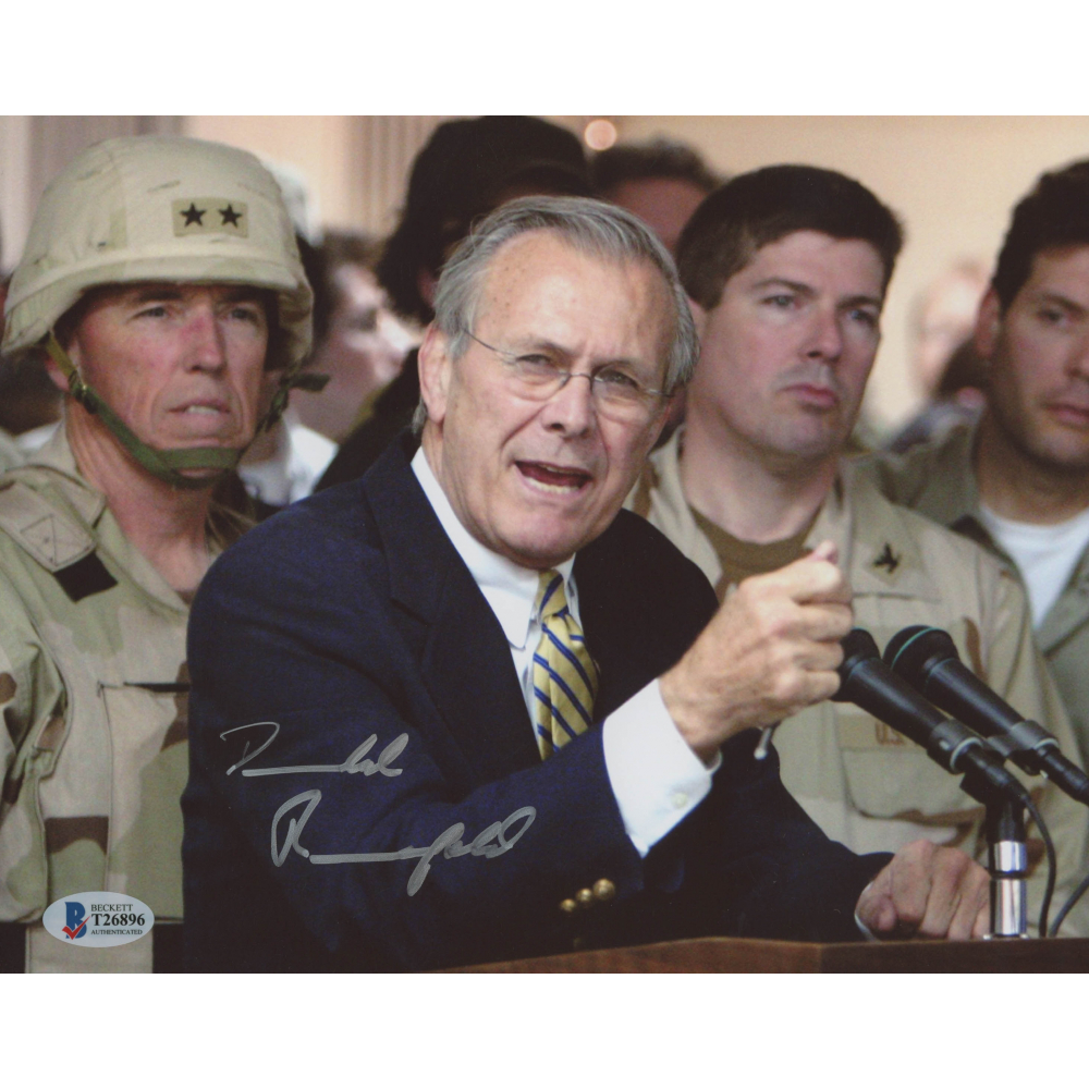 Donald Rumsfeld Signed 8x10 Photo (Beckett COA) | Pristine Auction
