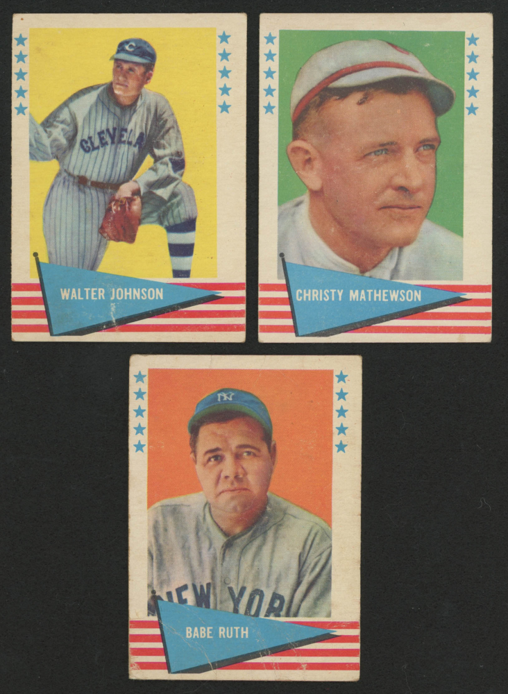 Lot of (3) 1961 Fleer Baseball Cards with #75 Babe Ruth, Christy ...