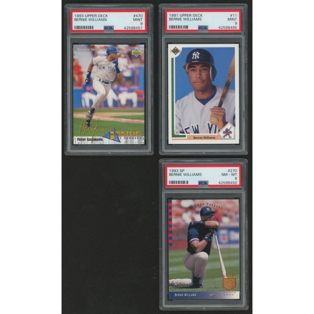Lot of (3) Bernie Williams PSA Graded Baseball Cards with 1993 Upper ...
