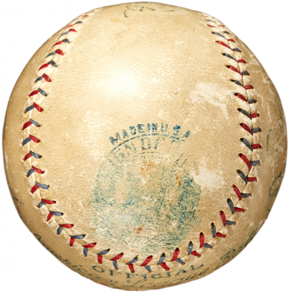 Vintage Hall-of-Famers Baseball Signed by (4) with Babe Ruth, Grover ...