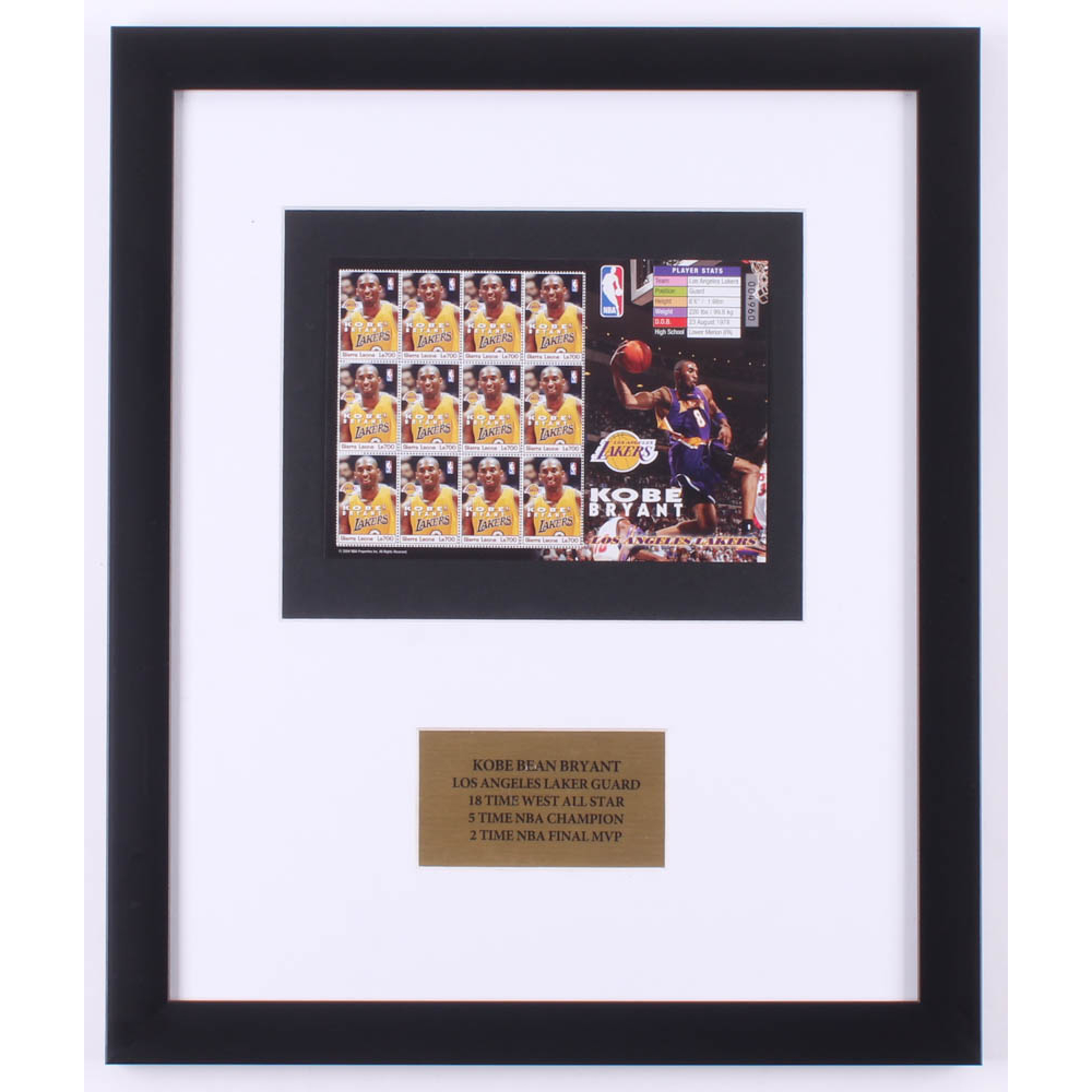 Kobe Bryant Lakers 16x19 Custom Framed Full Uncut Stamp Sheet Display ...