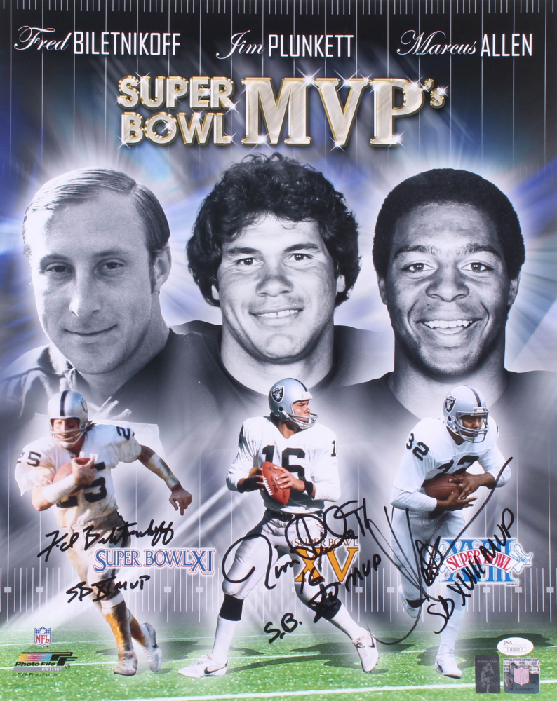 Marcus Allen, Fred Biletnikoff & Jim Plunkett Signed Raiders "Super ...