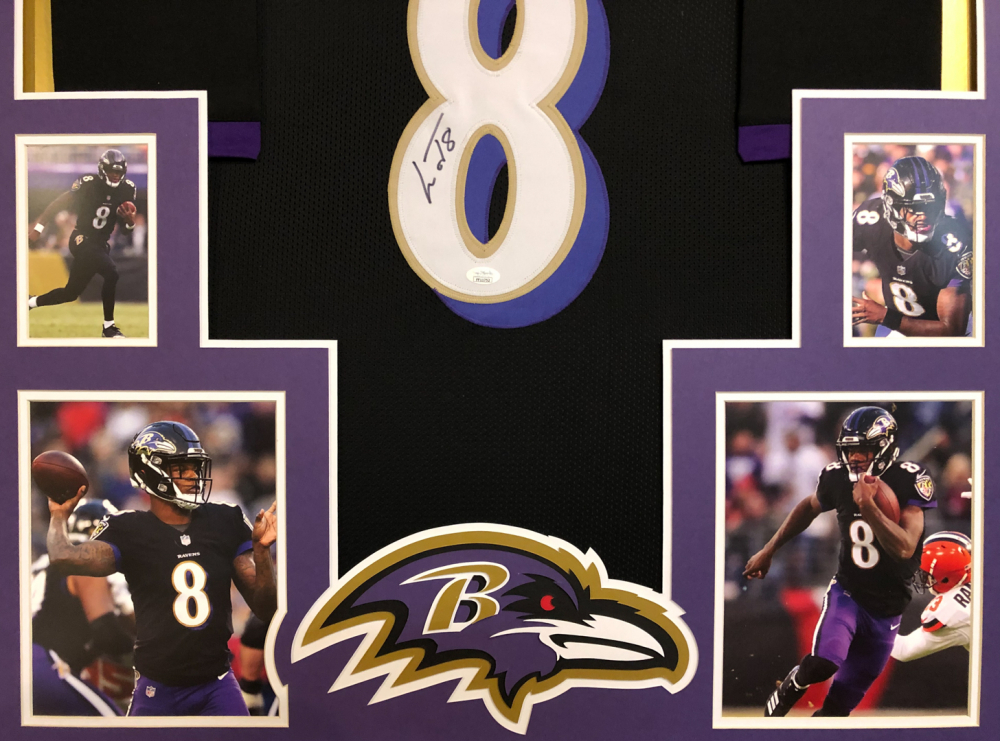 Lamar Jackson Signed 34x42 Custom Framed Jersey (JSA COA) | Pristine ...