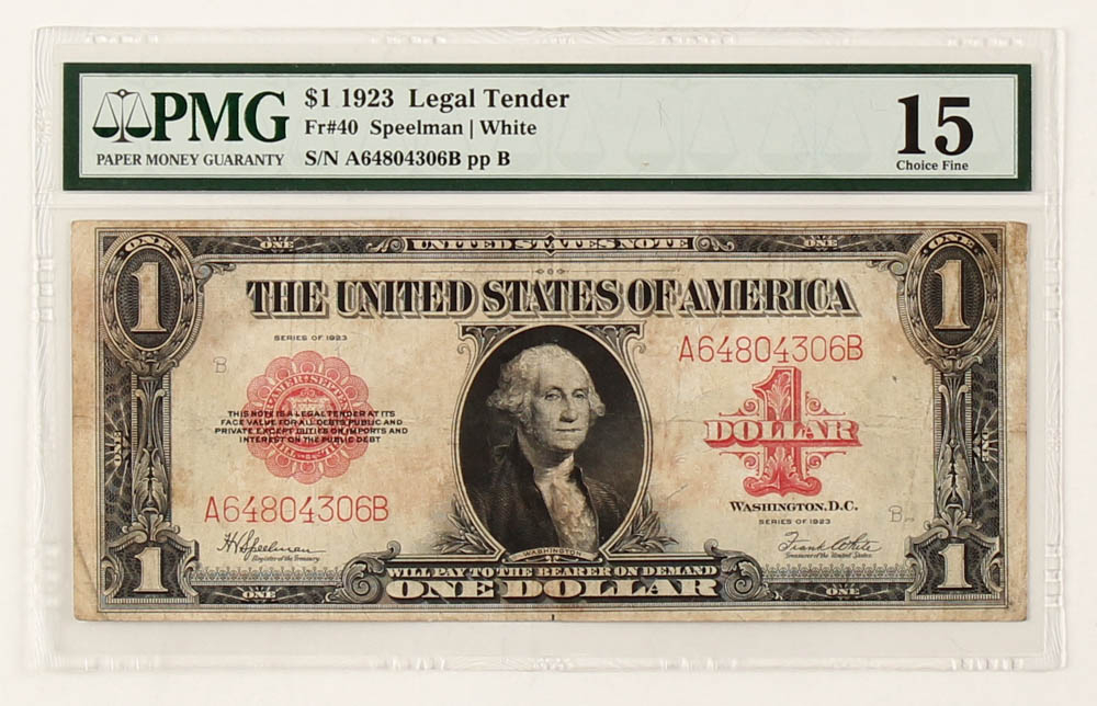 1923 $1 One-Dollar Red Seal U.S. Legal Tender Large-Size Bank Note (PMG ...