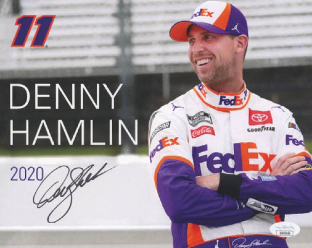 Denny Hamlin Signed NASCAR 8x10 Photo Card (JSA COA) | Pristine Auction