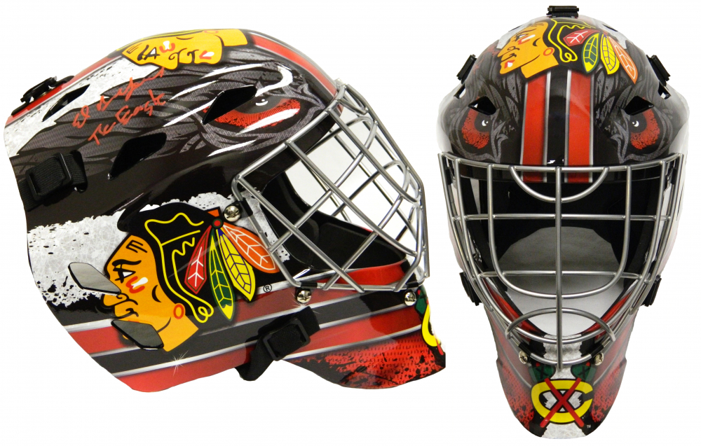 Ed Belfour Signed Blackhawks Full-Size Goalie Mask Inscribed "The Eagle ...