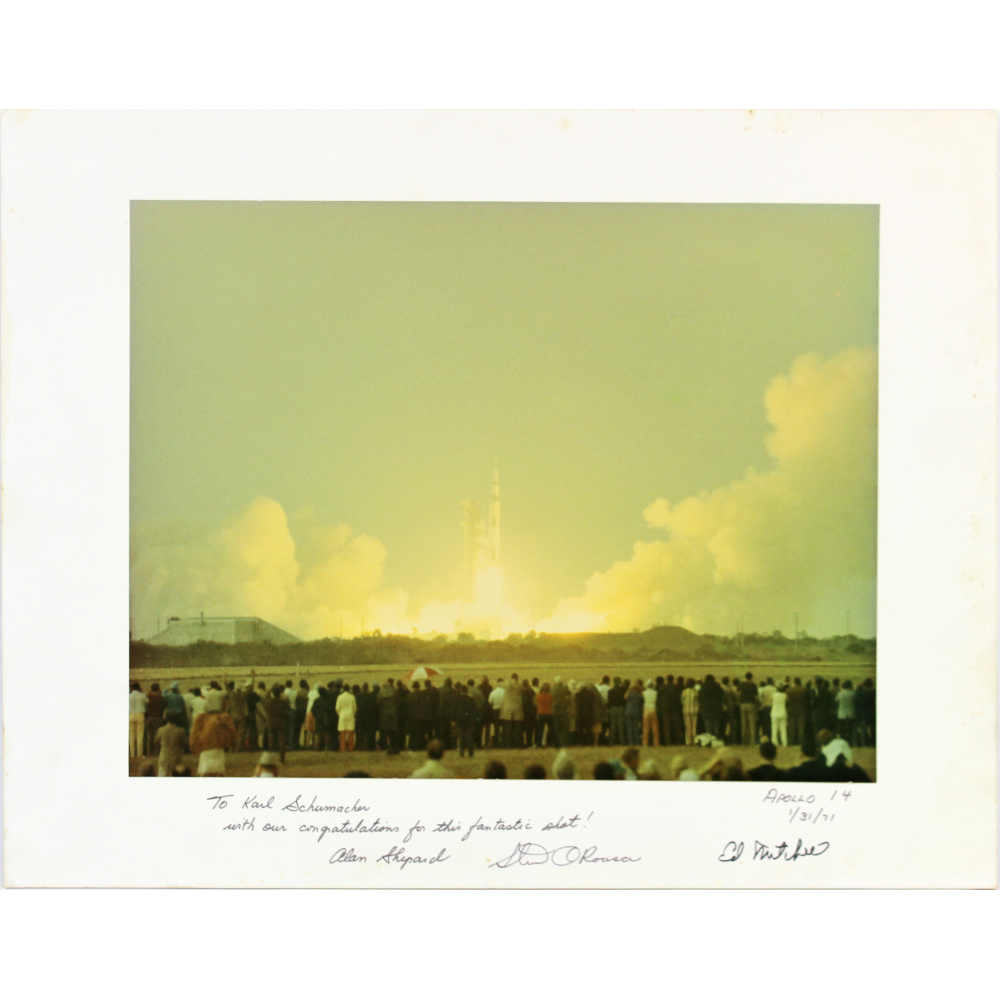 Alan Shepard, Stuart Roosa & Edgar Mitchell Signed Apollo 14 14x18 ...