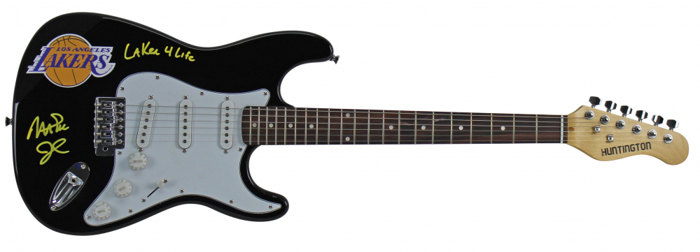 Magic Johnson Signed Lakers Logo Electric Guitar Inscribed "Lakers 4 ...
