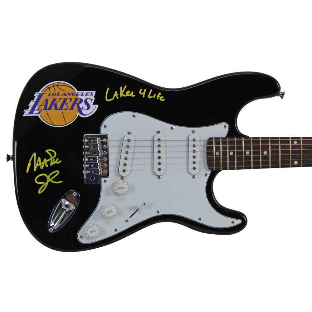 Magic Johnson Signed Lakers Logo Electric Guitar Inscribed "Lakers 4 ...
