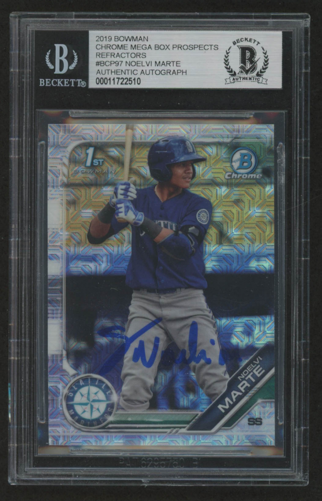 Noelvi Marte Signed 2019 Bowman Chrome Mega Box Prospects Refractors # ...