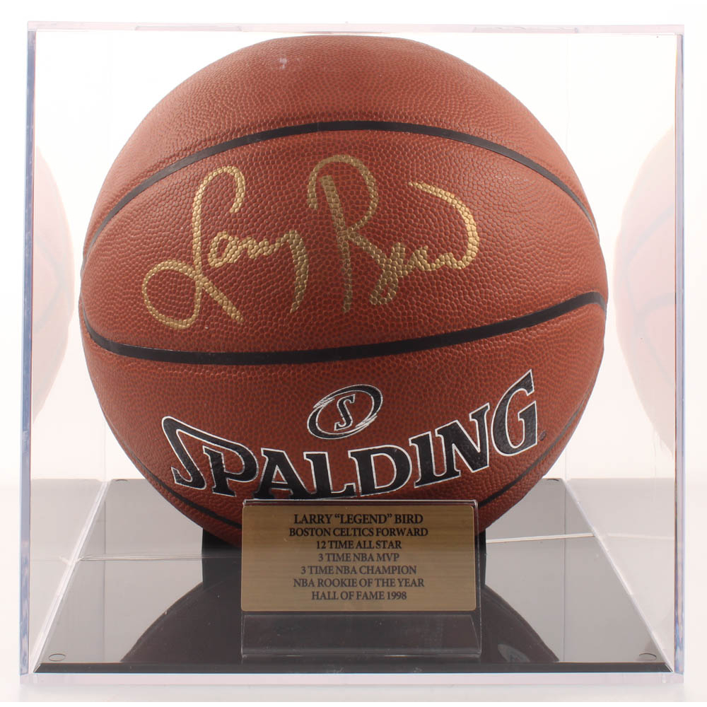Larry Bird Signed NBA Logo Basketball with Display Case (Bird Hologram ...