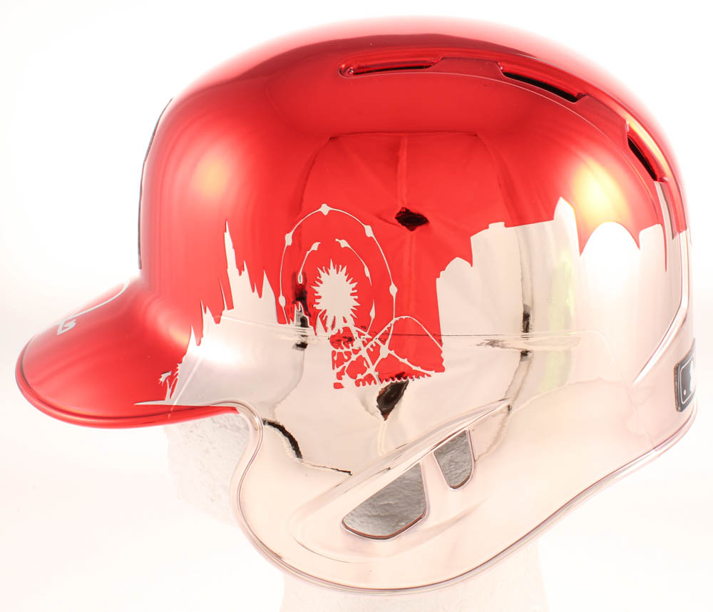 Mike Trout Signed Angels Custom Chrome Batting Helmet (MLB Hologram ...