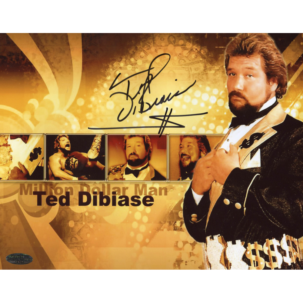 Ted DiBiase Signed WWE 8x10 Photo Inscribed "$" (Playball Ink Hologram ...