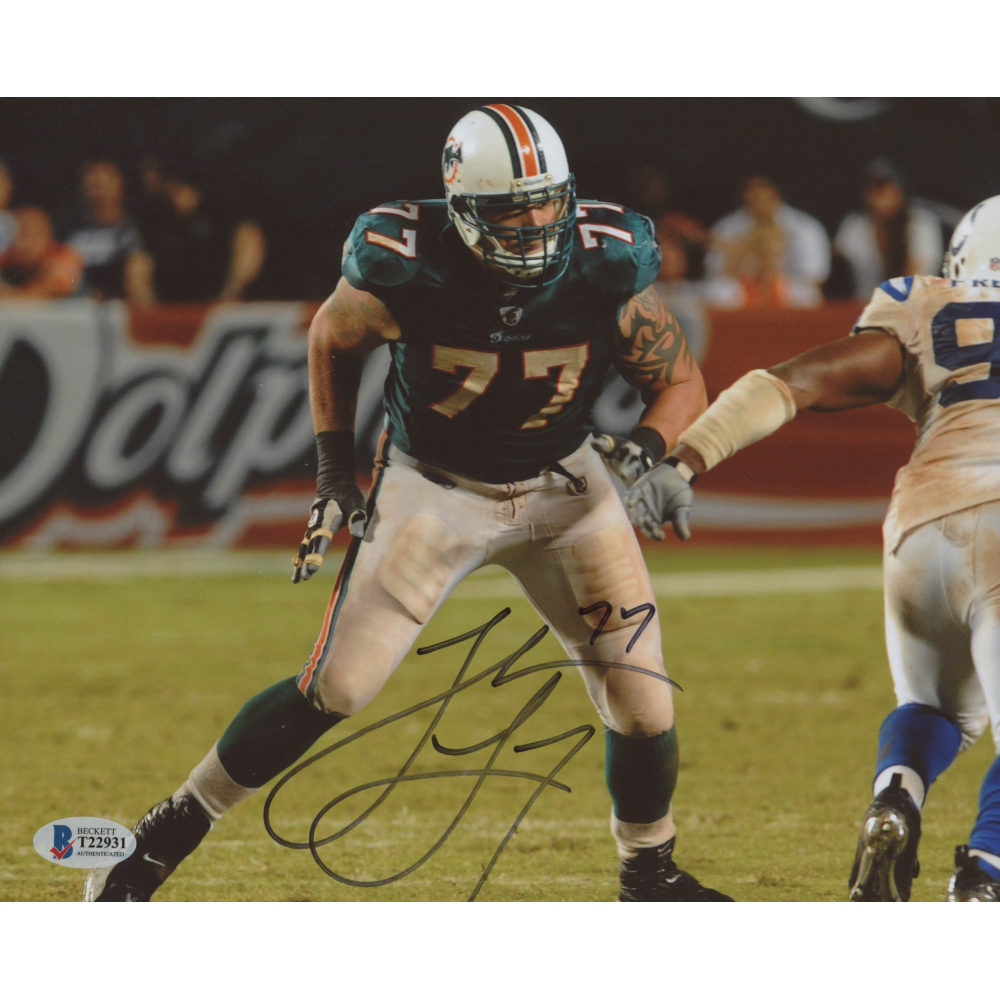 Jake Long Signed Dolphins 8x10 Photo (Beckett COA) | Pristine Auction