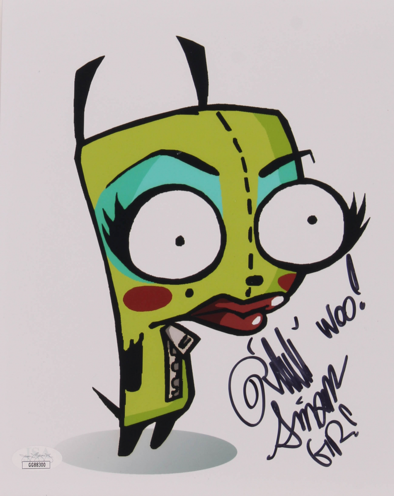 Rosearik Rikki Simons Signed "Invader Zim" 8x10 Photo Inscribed "Woo ...
