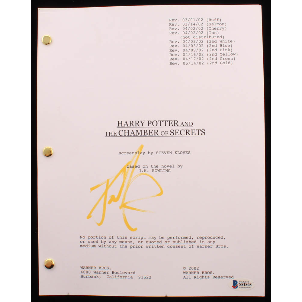Daniel Radcliffe Signed "Harry Potter & the Chamber of Secrets" Movie ...