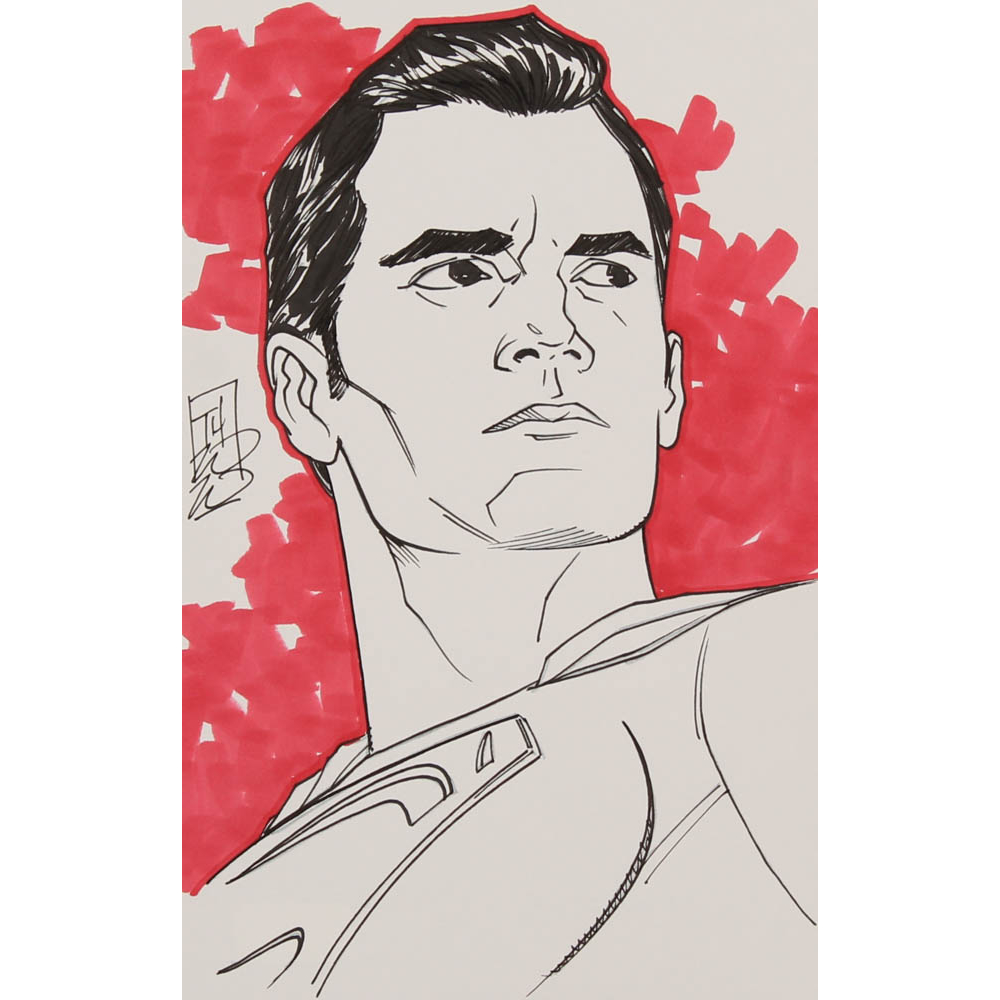 Tom Hodges - Superman - DC Comics - Signed ORIGINAL 5.5" x 8.5" Drawing ...