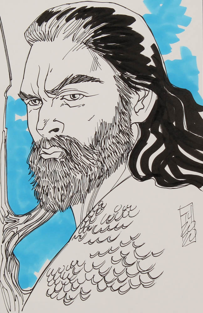 Tom Hodges - Aquaman - Jason Momoa - DC Comics - Signed ORIGINAL 5.5" x ...