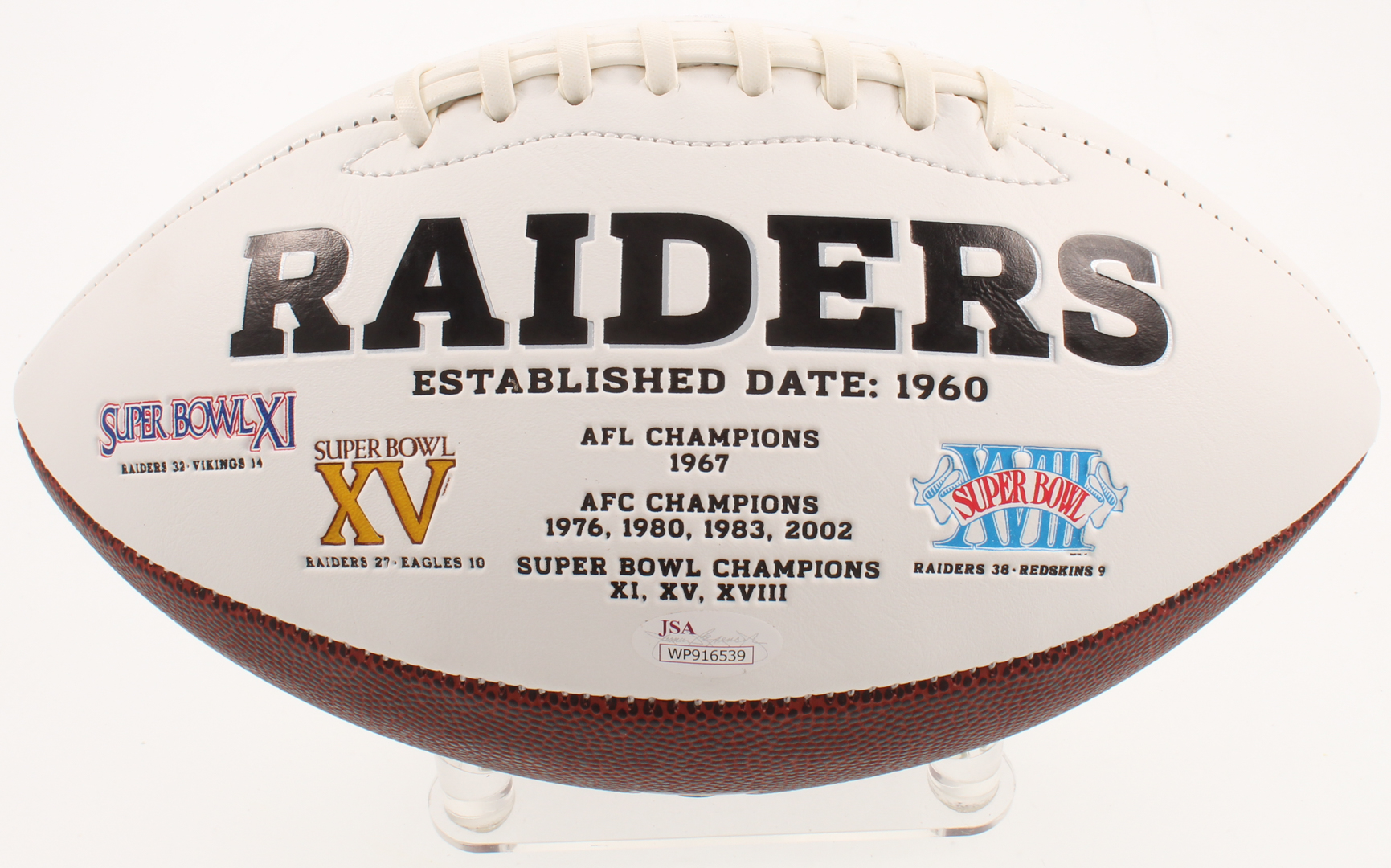 Cliff Branch Signed Raiders Logo Football Inscribed "3x SB Champs ...