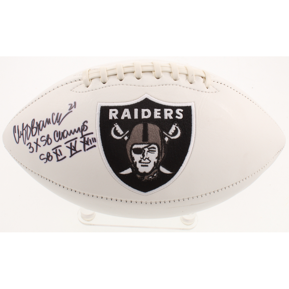 Cliff Branch Signed Raiders Logo Football Inscribed "3x SB Champs ...