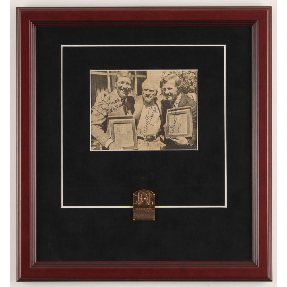 Mickey Mantle, Casey Stengel & Whitey Ford Signed 13.5x15 Custom Framed ...