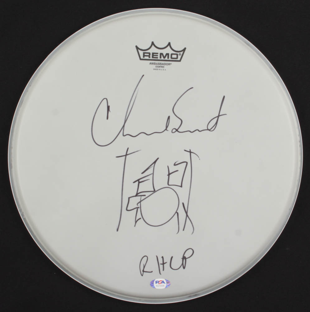 Chad Smith Signed 10" Drumhead Inscribed "RHCP" With Hand-Drawn Sketch ...