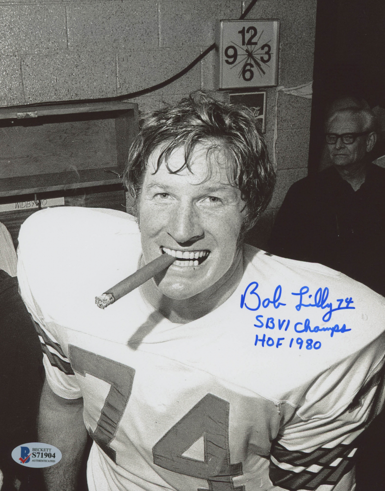 Bob Lilly Signed Cowboys 8x10 Photo Inscribed "HOF 1980" & "SB VI ...