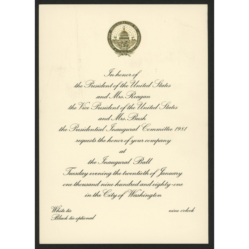 1981 Ronald Regan Presidential Inauguration Invitation | Pristine Auction