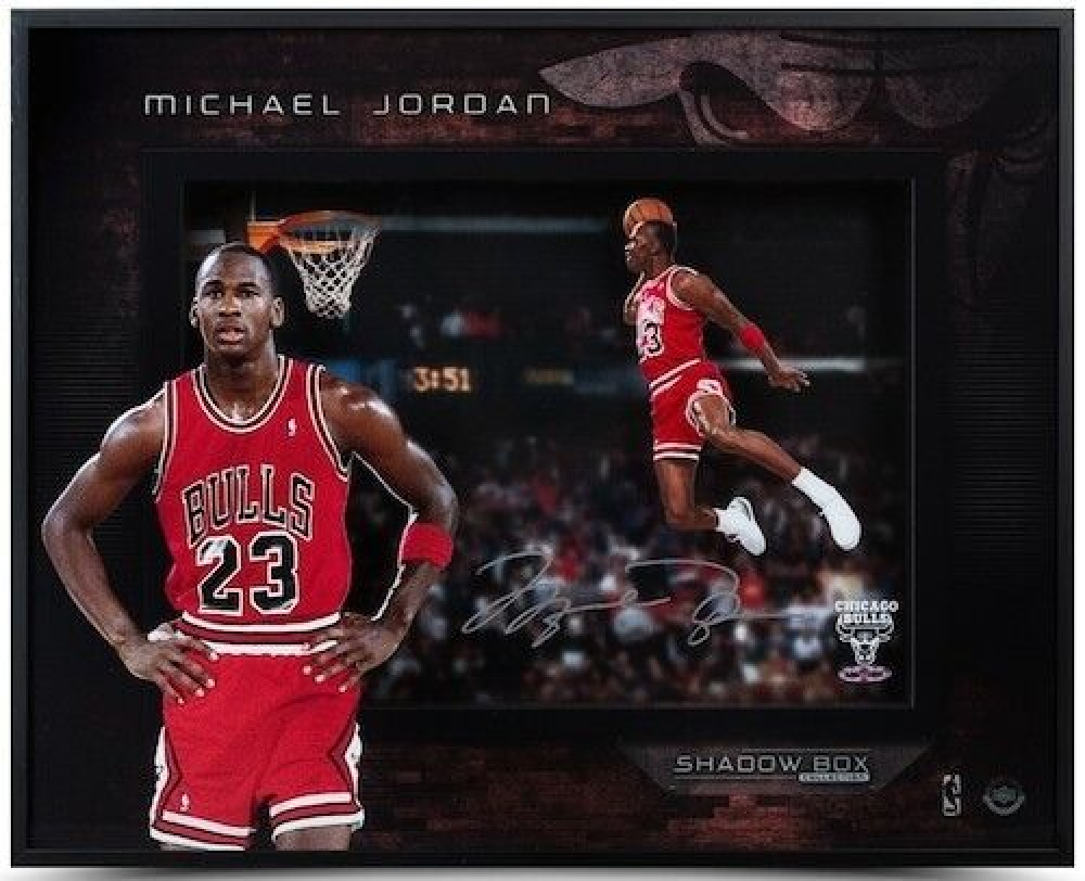 Michael Jordan Signed Bulls "1988 Gatorade Slam" 16.5x20.5x2.5 Custom Framed Shadowbox Display ...