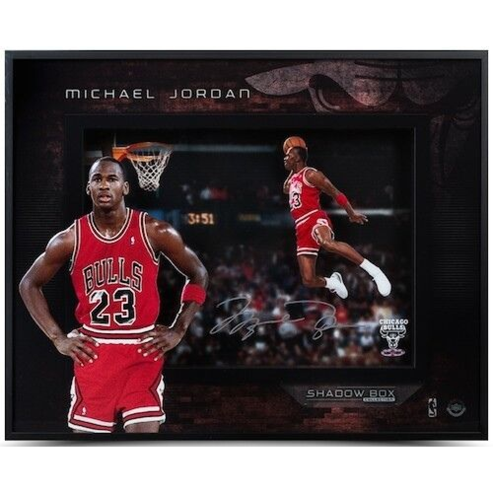 Michael Jordan Signed Bulls "1988 Gatorade Slam" 16.5x20.5x2.5 Custom Framed Shadowbox Display ...