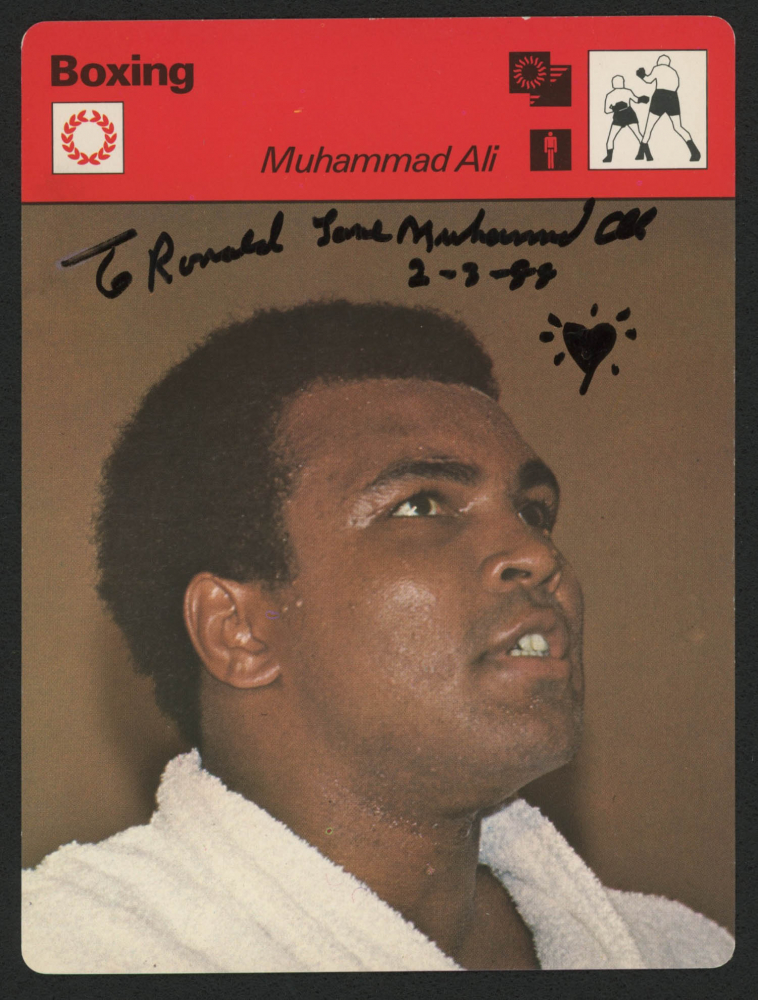 Muhammad Ali Signed 1977-79 Sportscaster Card Inscribed "Love" & "2-3 ...