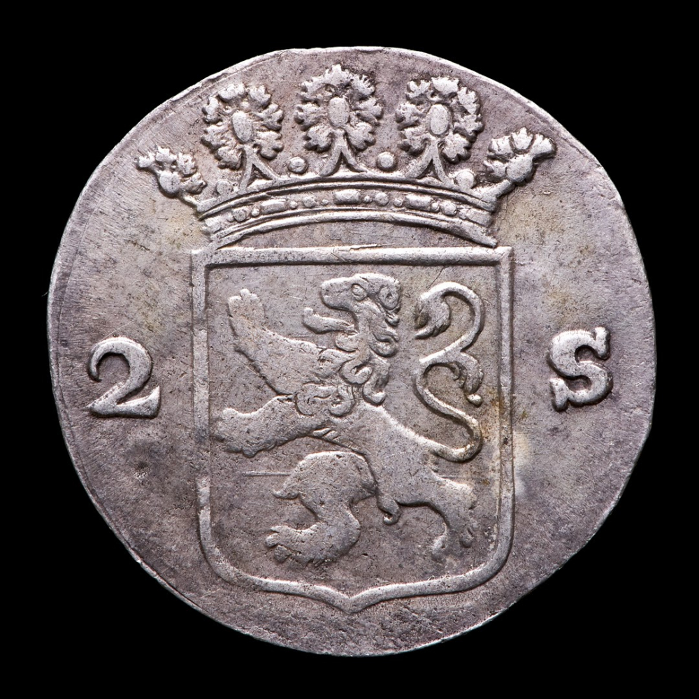 1792 Dutch Republic, Holland - 2 Stuiver Colonial Silver Coin ...