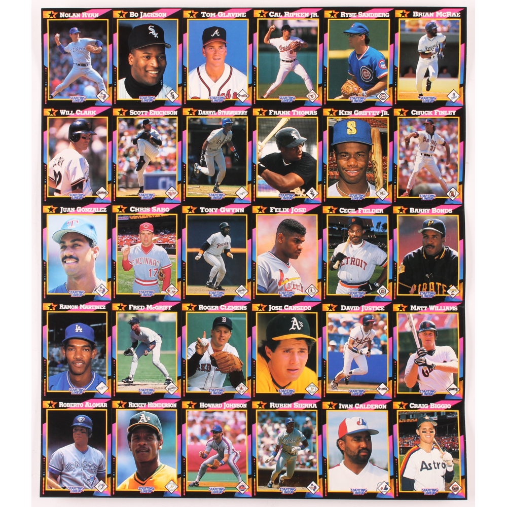 Uncut Sheet of (30) 1992 Kenner Starting Lineup Baseball Cards with #34 ...